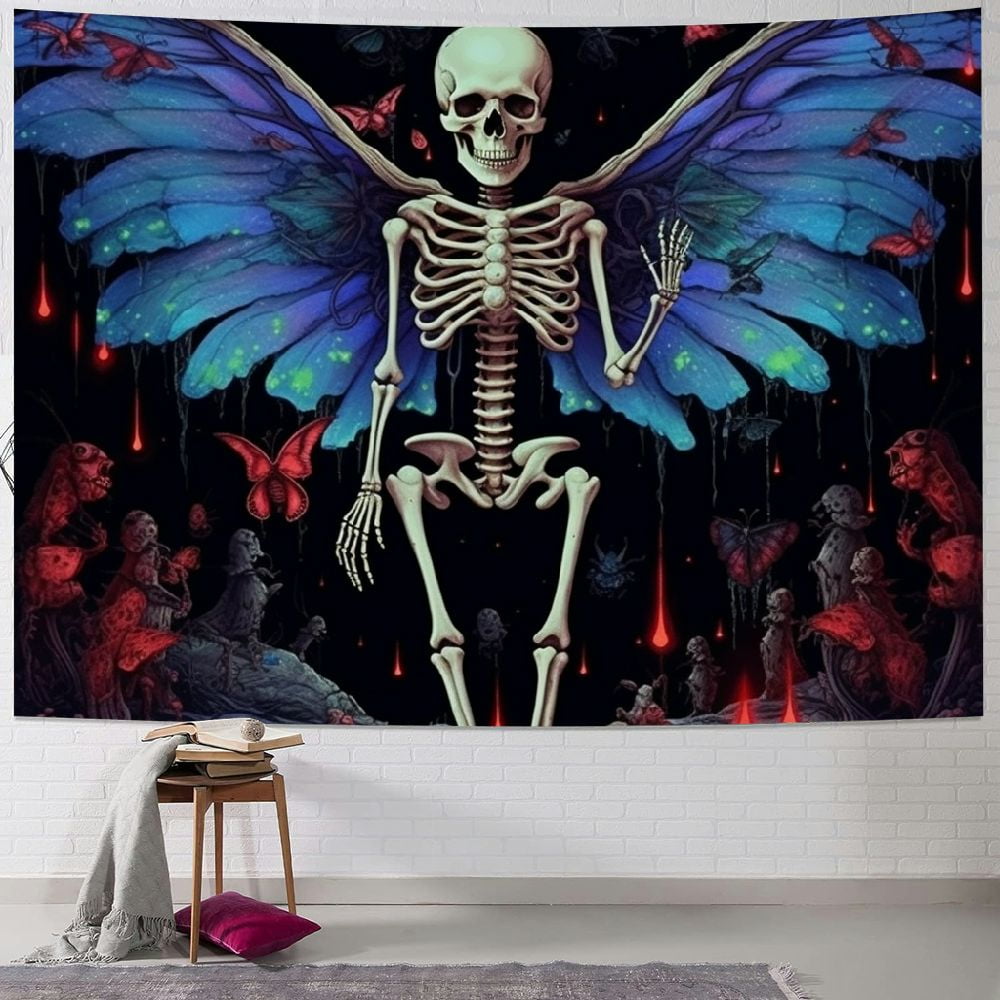 ALEPADNF Skull Tapestry Aesthetic Butterfly Tapestries Mushroom Eyes ...