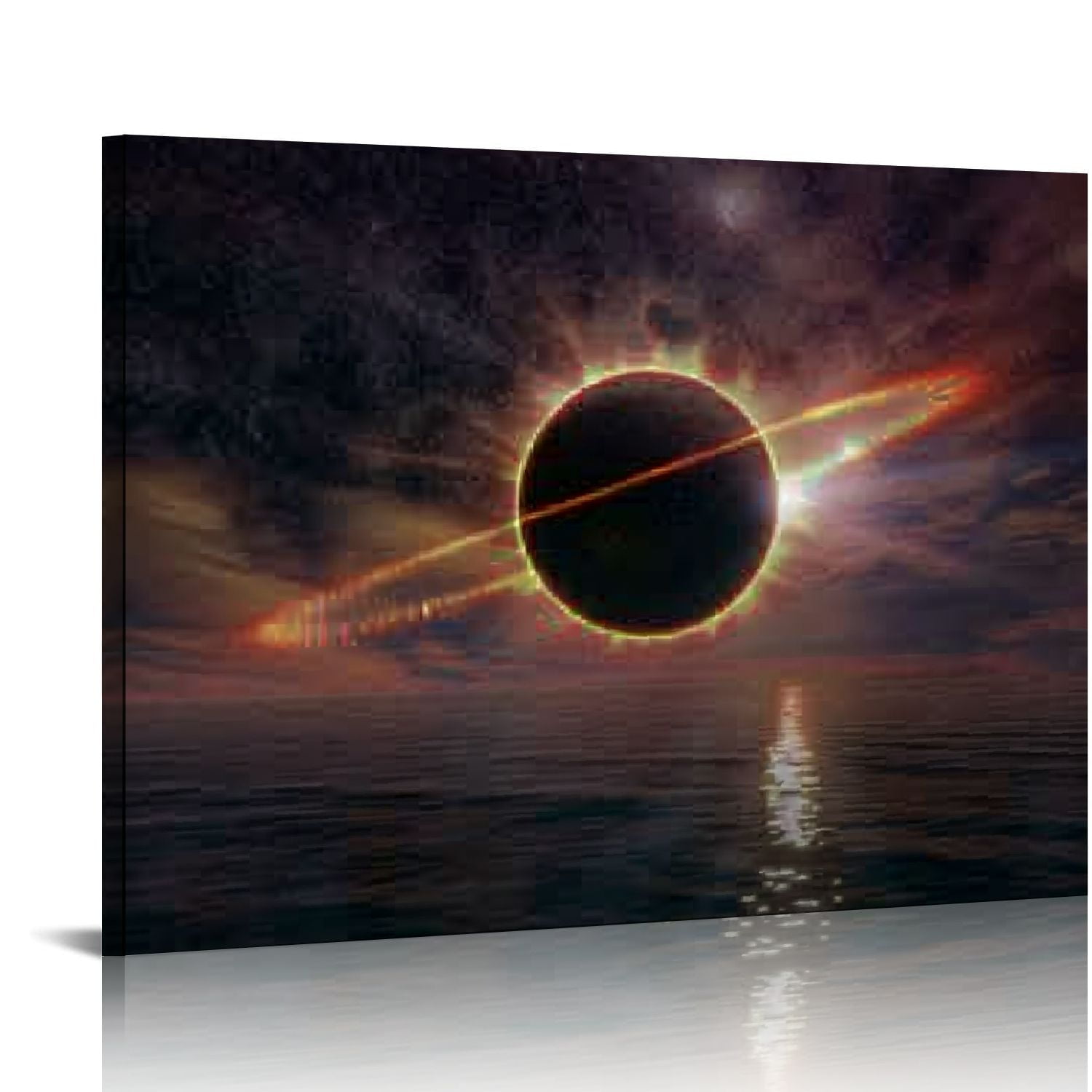 ALEPADNF Solar Eclipse Wall Art Print Modern Canvas Living Room Bedroom Office Decor 20x16in ...