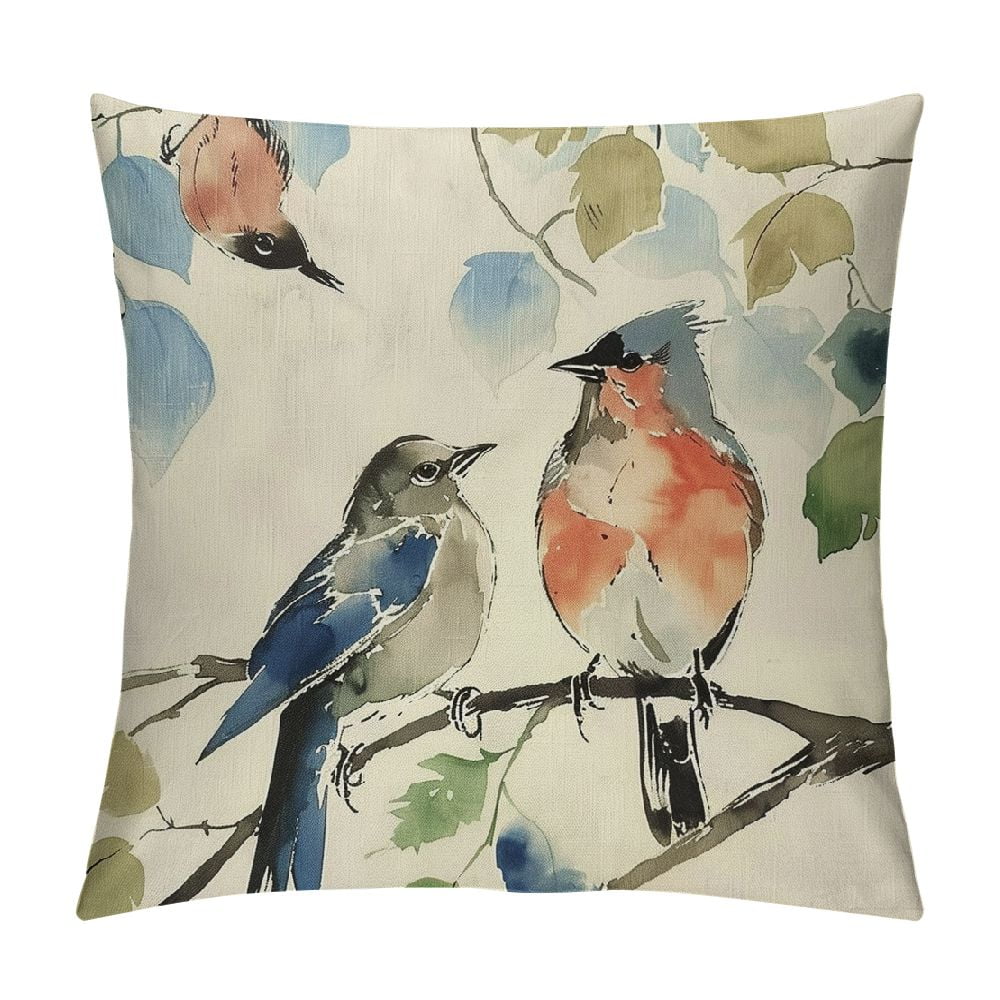 ALEPADNF Spring Summer Birds Decorative Throw Pillow Covers, Chickadee ...
