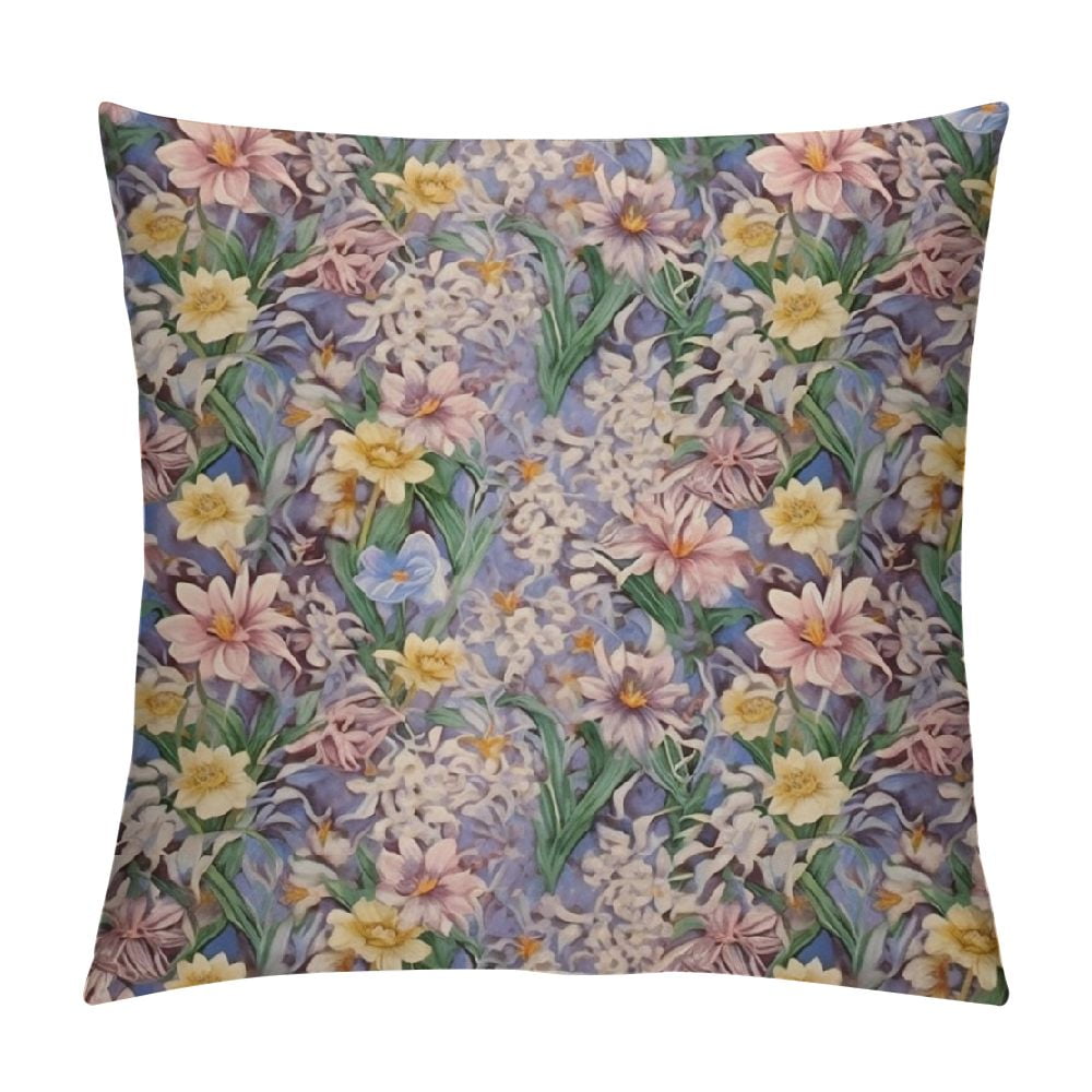 ALEPADNF Spring Throw Pillow Cushion Cover, Summer Field Farm Flowers ...