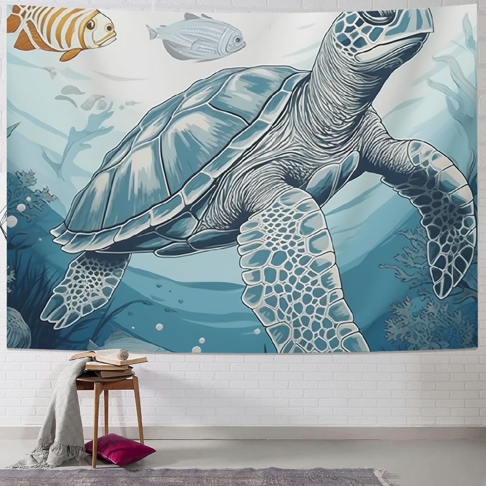 ALEPADNF Tapestry Wall Hanging Sea Turtle Coral Tapestries Aesthetic ...