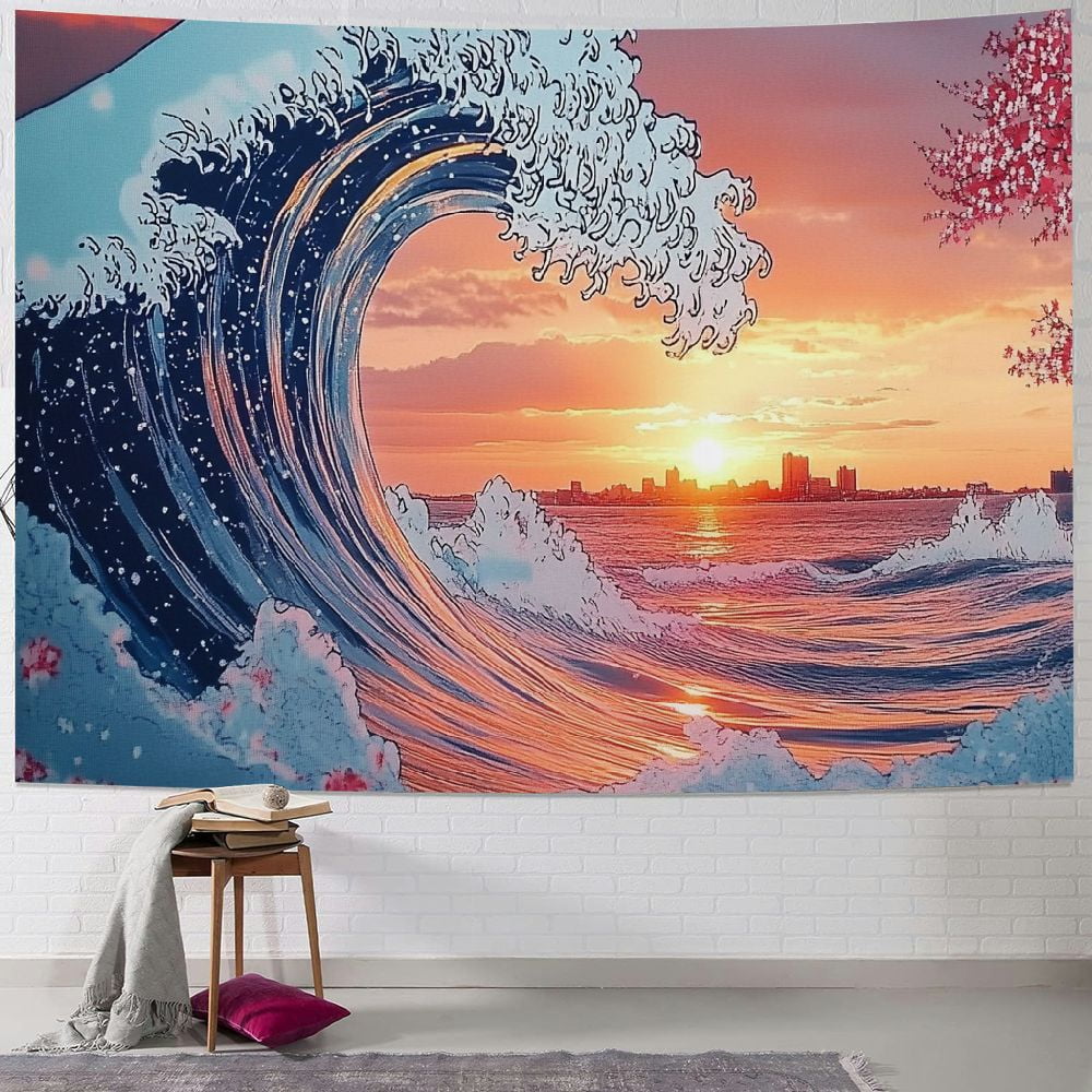 ALEPADNF The Great Wave Tapestry Japanese Ocean Wave Wall Tapestry ...