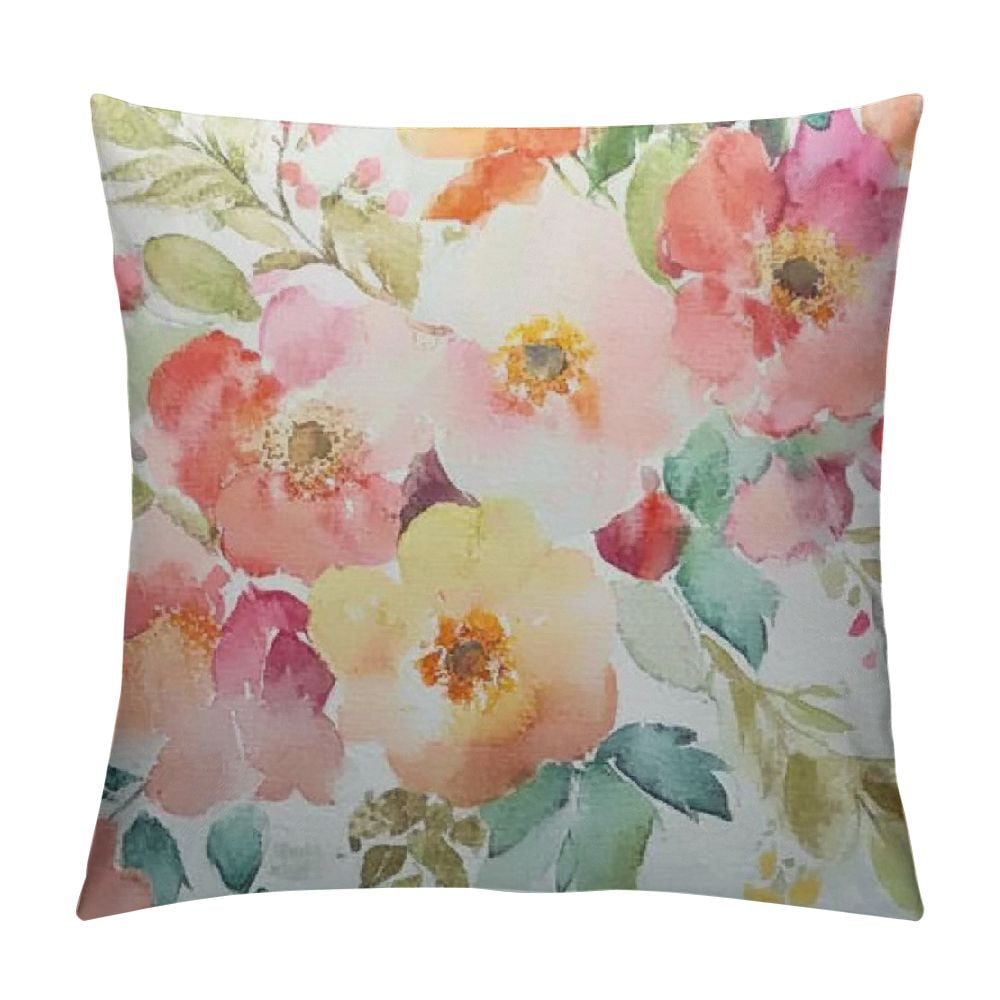 ALEPADNF Throw Pillow Covers Peonies Summer Watercolor Floral Pink ...