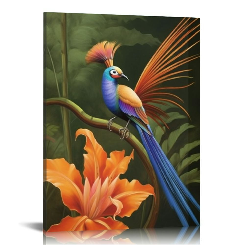 ALEPADNF Tropical Flower Canvas Wall Art Bird of Paradise Pictures ...