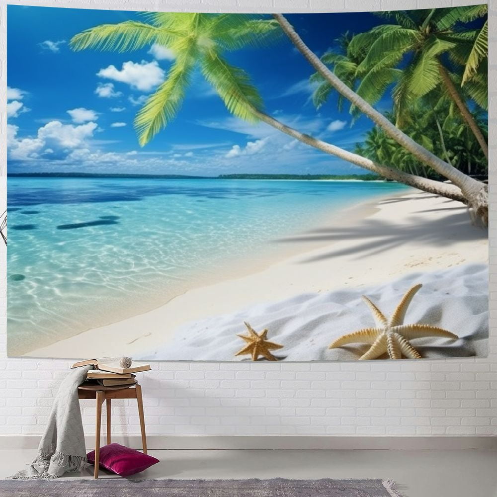 ALEPADNF Tropical Ocean Beach Tapestry Seascape Palm Tree Botany Hawaii ...