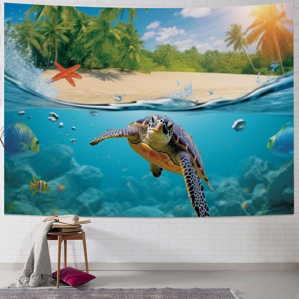 ALEPADNF Underwater Wave Backdrop Ocean Beach Fantasy Undersea Turtle ...