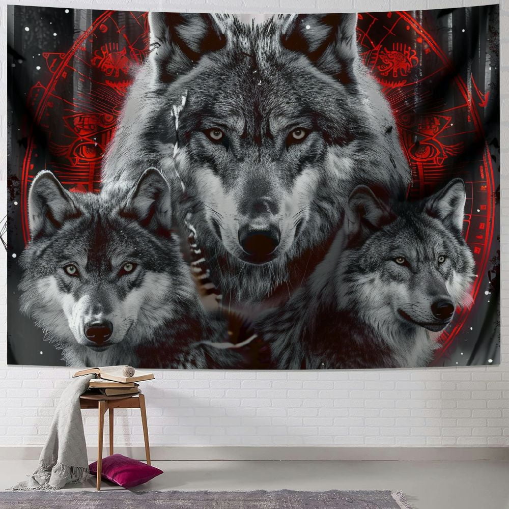 ALEPADNF Viking Wolf Tapestry, Wild Wolves Tapestry Wall Hanging, Norse ...