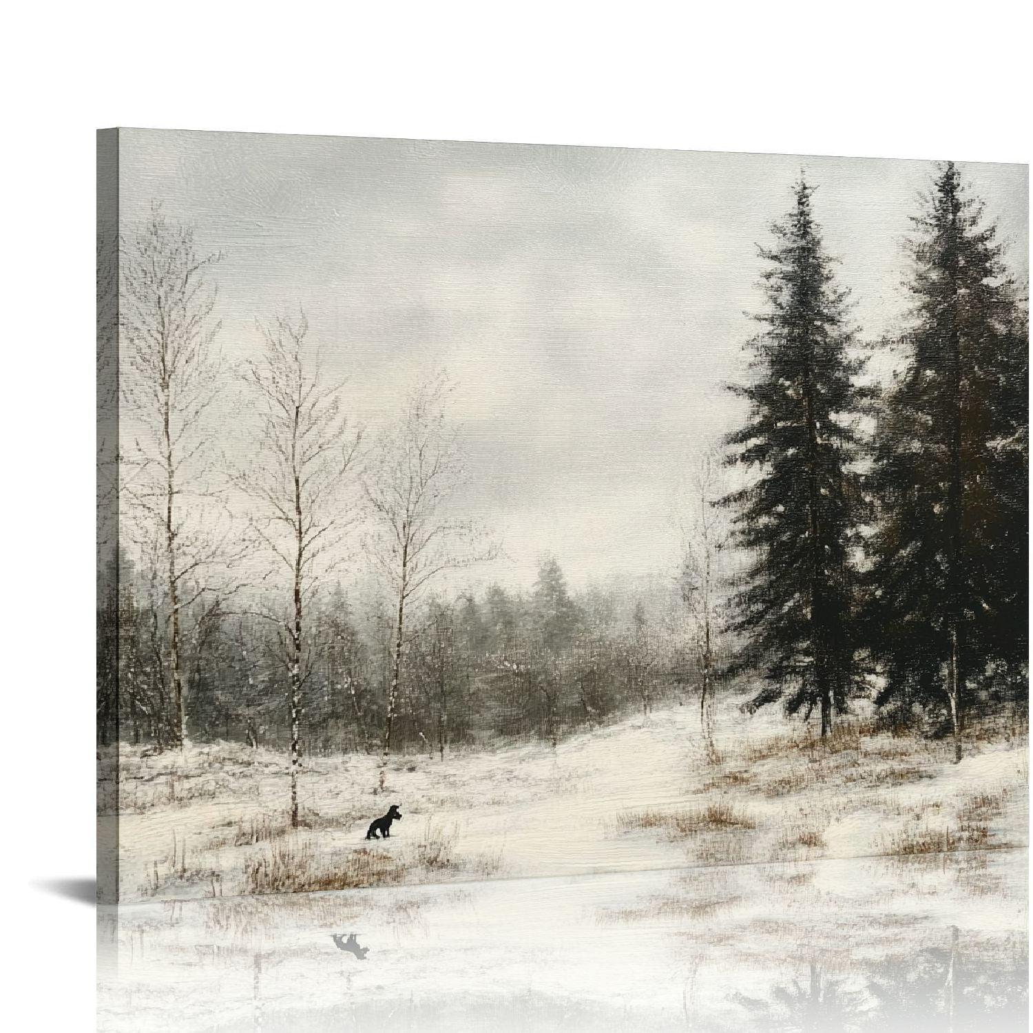 ALEPADNF Winter Pine Forest Landscape Canvas Wall Art, Rustic Christmas ...