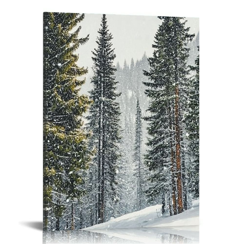 ALEPADNF Winter Trees Wall Art Prints Snow Covered Mountain Forest Art ...