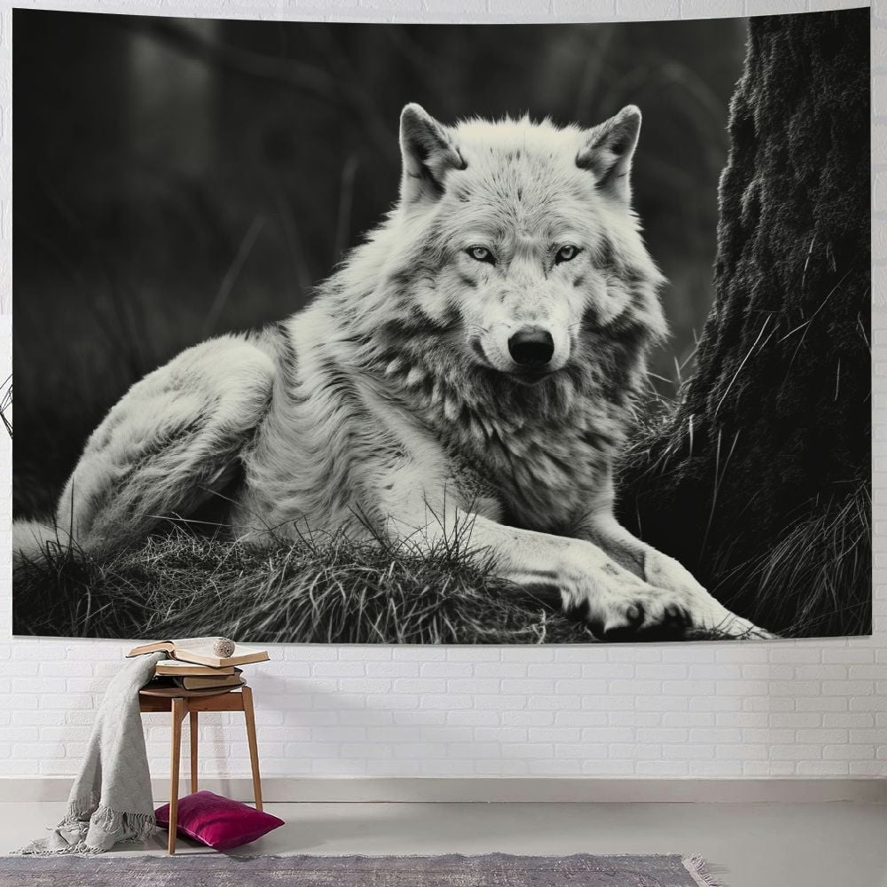 ALEPADNF Wolf Wall Decor Forest Lone Wolf Fabric Tapestry Throw Dorm ...