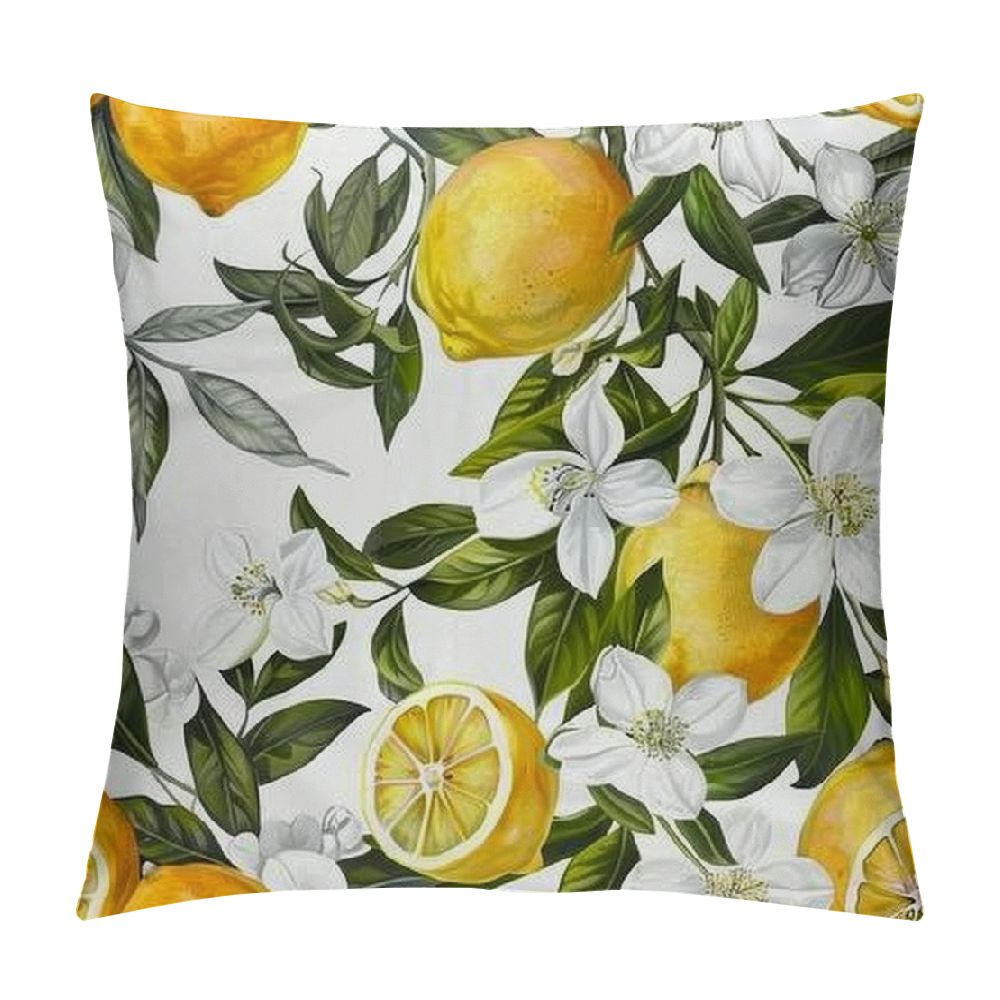 ALEPADNF Yellow Lemon Throw Pillow Covers Super Soft Summer Fruits ...