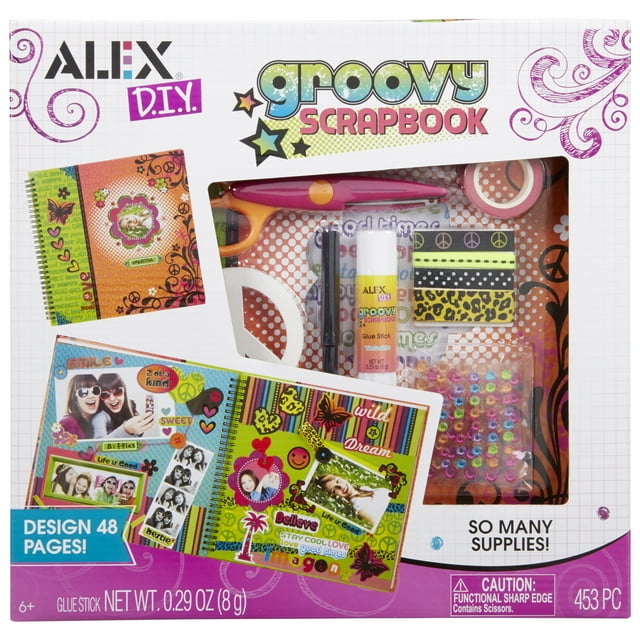 ALEX Toys Craft Groovy Scrapbook - Kids DIY Journal Making Kit with 453 ...