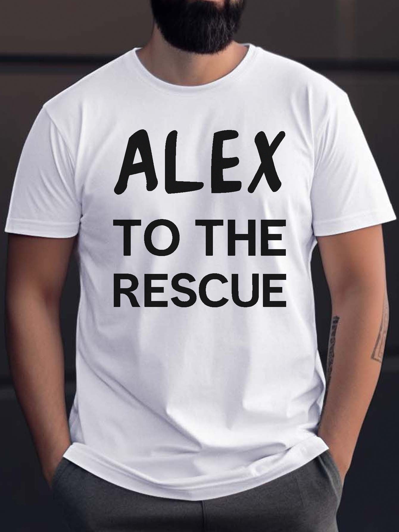 ALEX to THE RESCUE Print Tee Shirt, Tees for Men, Casual Short Sleeve T ...