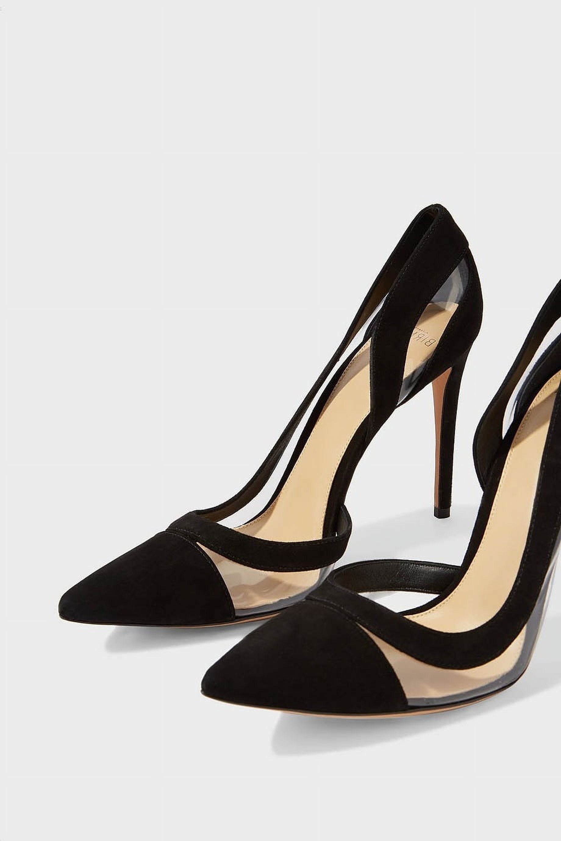 ALEXANDRE BIRMAN Wavee 100 Black Suede Pumps Clear Pointed Toe Stiletto ...