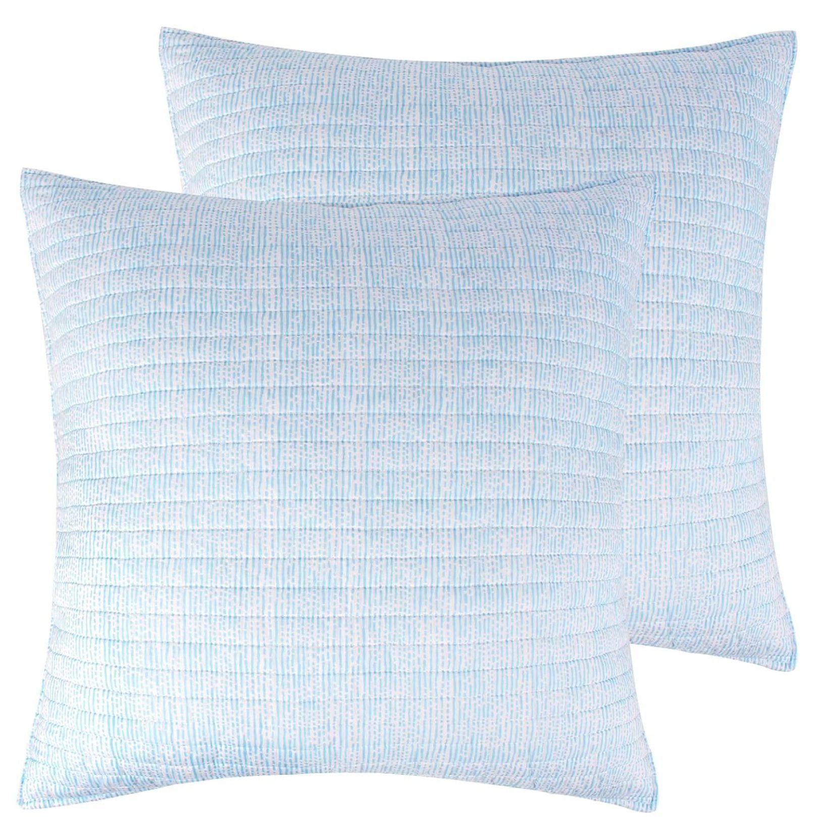 ALEXTAZAR - Calico Blue - Quilted Euro Shams Set of Two (26 x 26 in ...
