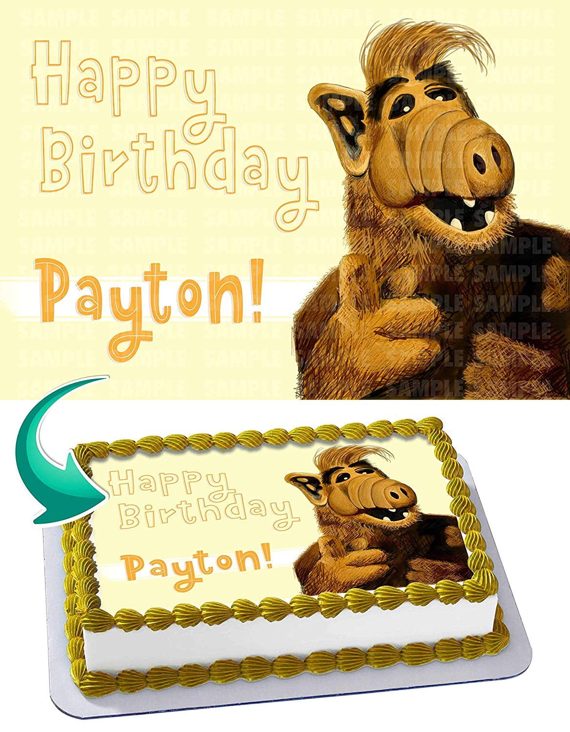 ALF Edible Cake Image Topper Personalized Birthday Party 1/4 Sheet ...