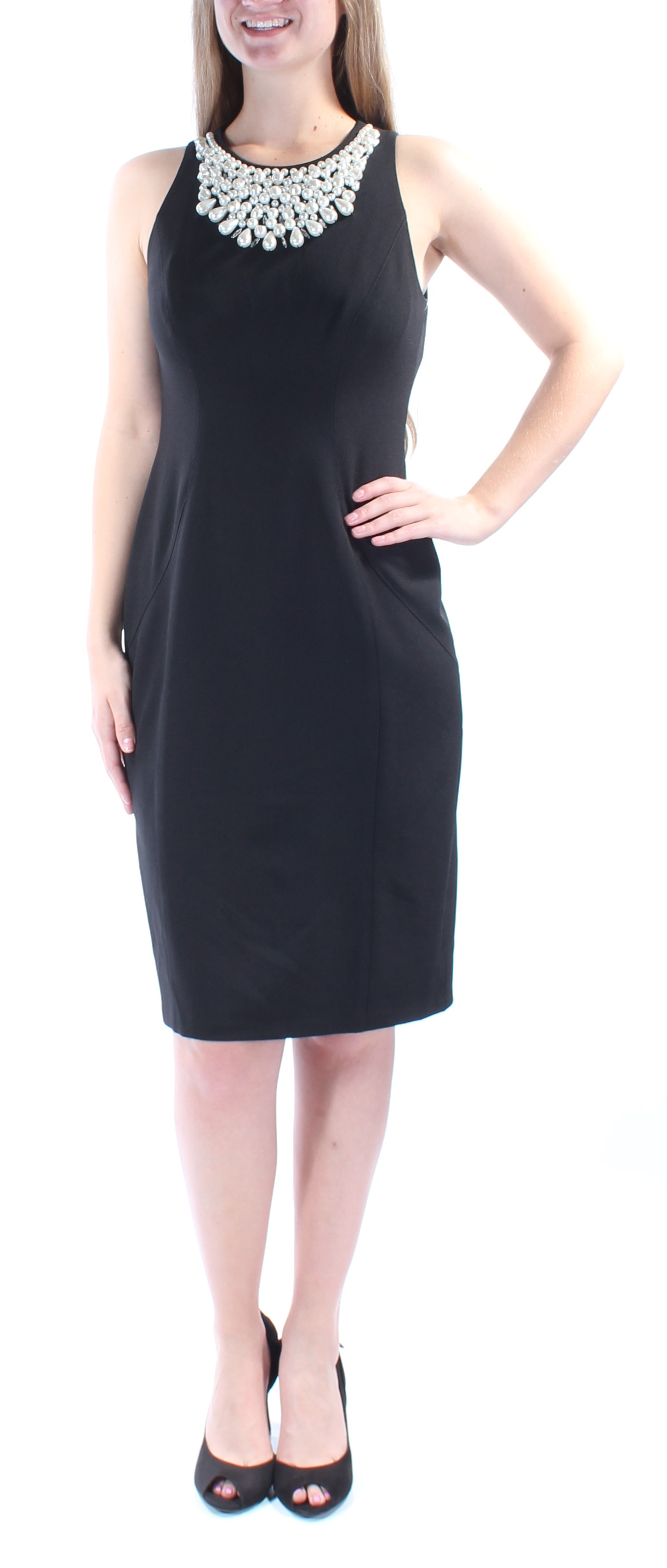 ALFANI $170 Womens New 1244 Black Scoop Neck Sleeveless Beaded Shift ...