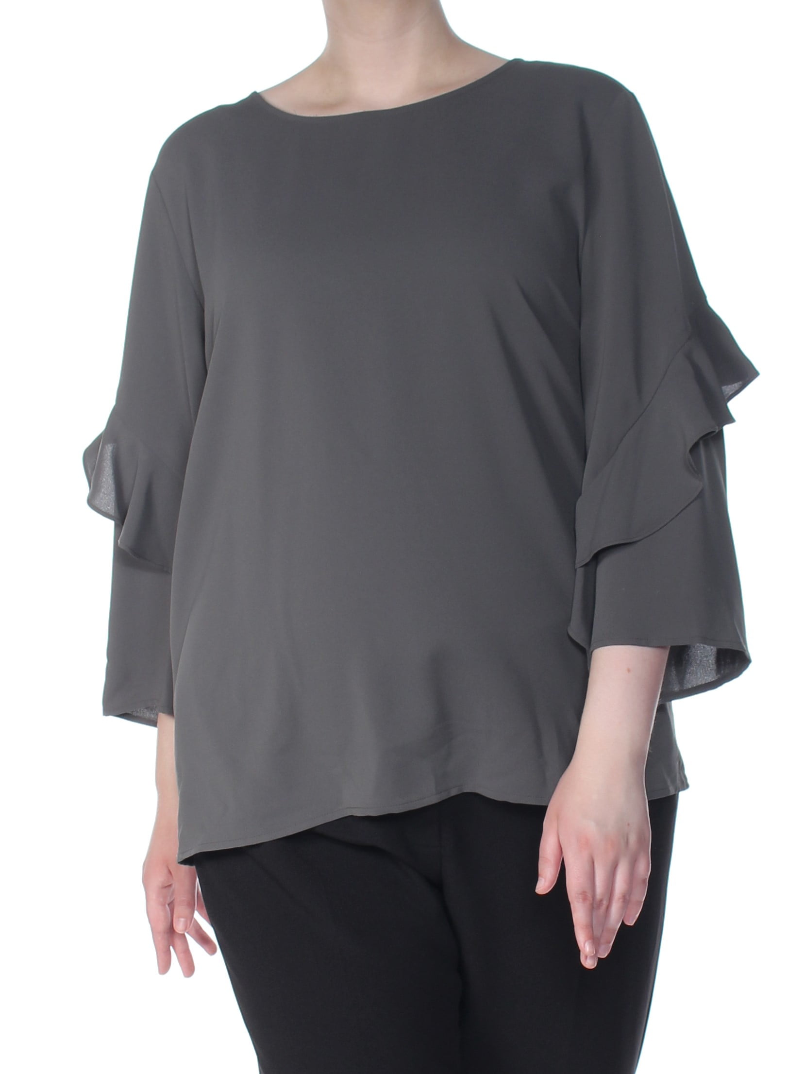 ALFANI $70 Womens New 1127 Green Ruffled Raglan Jewel Neck Top S B+B ...