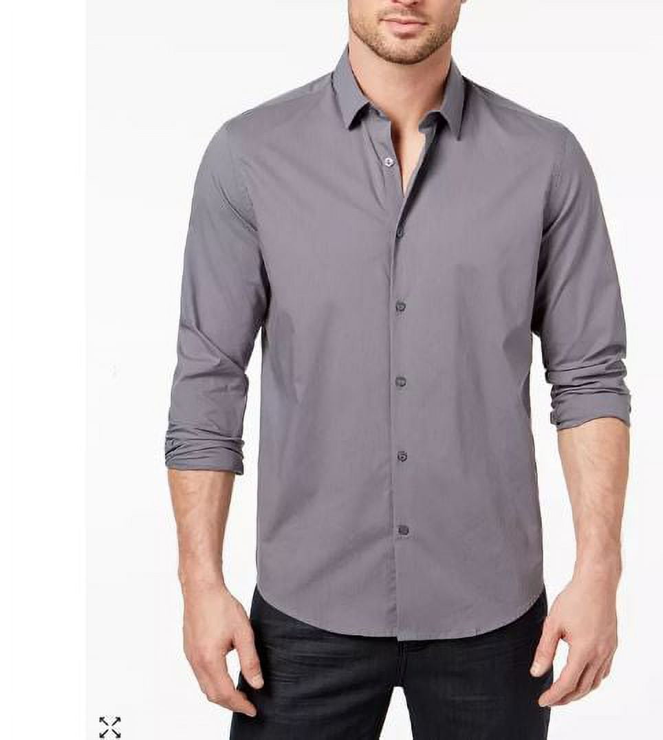 ALFANI Men's Modern Cotton Stretch Long-Sleeve, Button-Cuff, New Gray ...