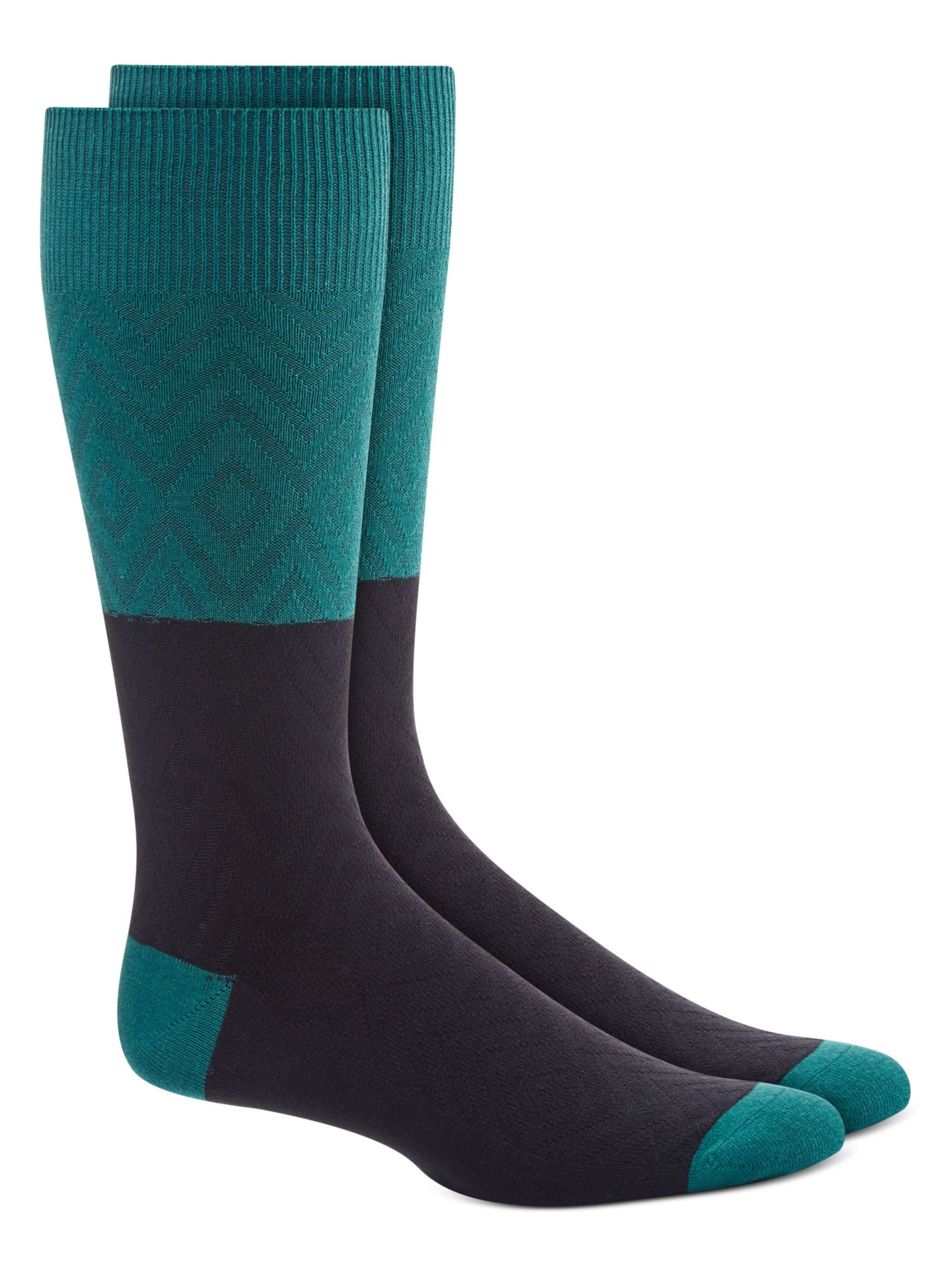 ALFANI Mens Green Color Block Dress Crew Socks 7-12 - Walmart.com
