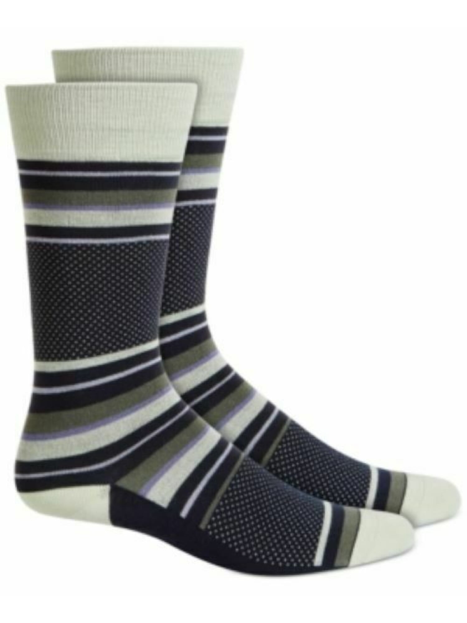 ALFANI Mens Green Multi-Stripe Dot Dress Crew Socks 10-13 - Walmart.com
