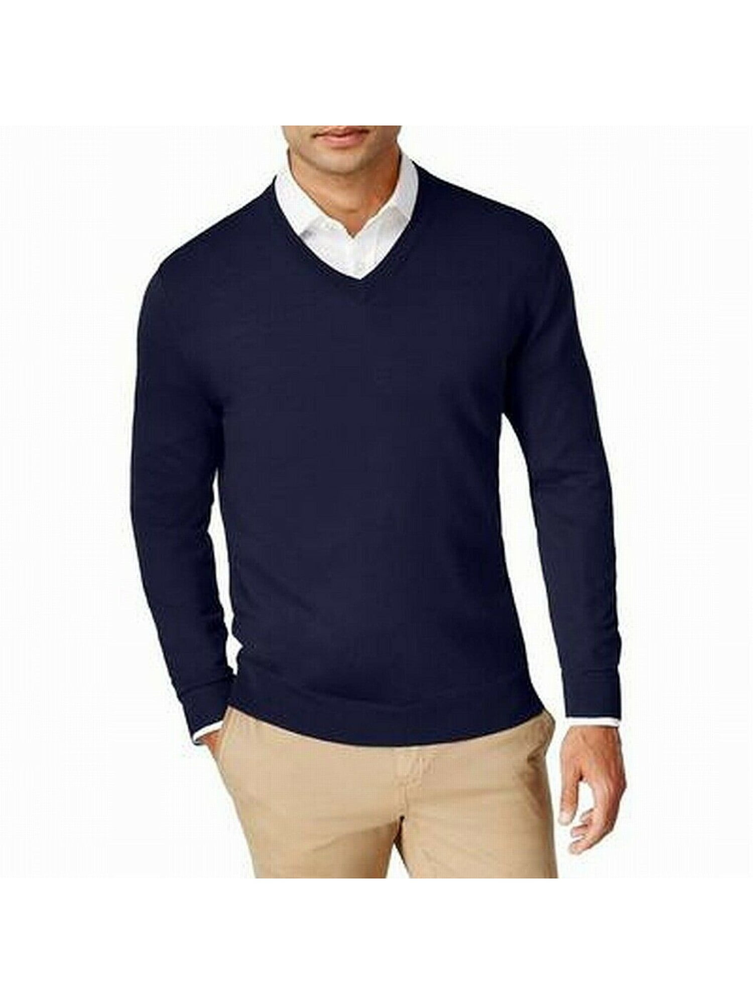 ALFANI Mens Navy V Neck Classic Fit Cotton Blend Pullover Sweater XL - Walmart.com