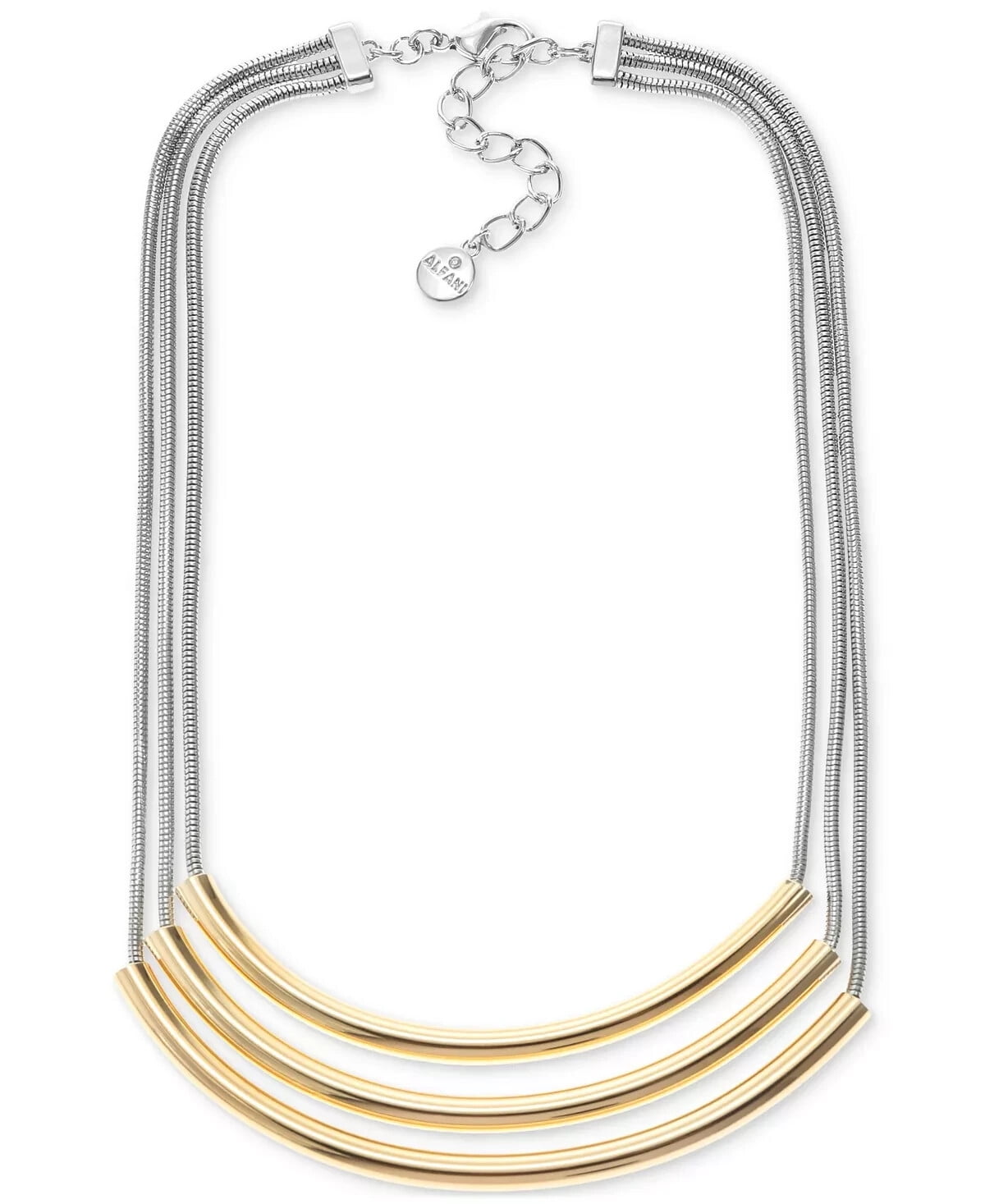ALFANI Two-Tone Curved Bar Layered Collar Necklace, 16" + 2" ext ...
