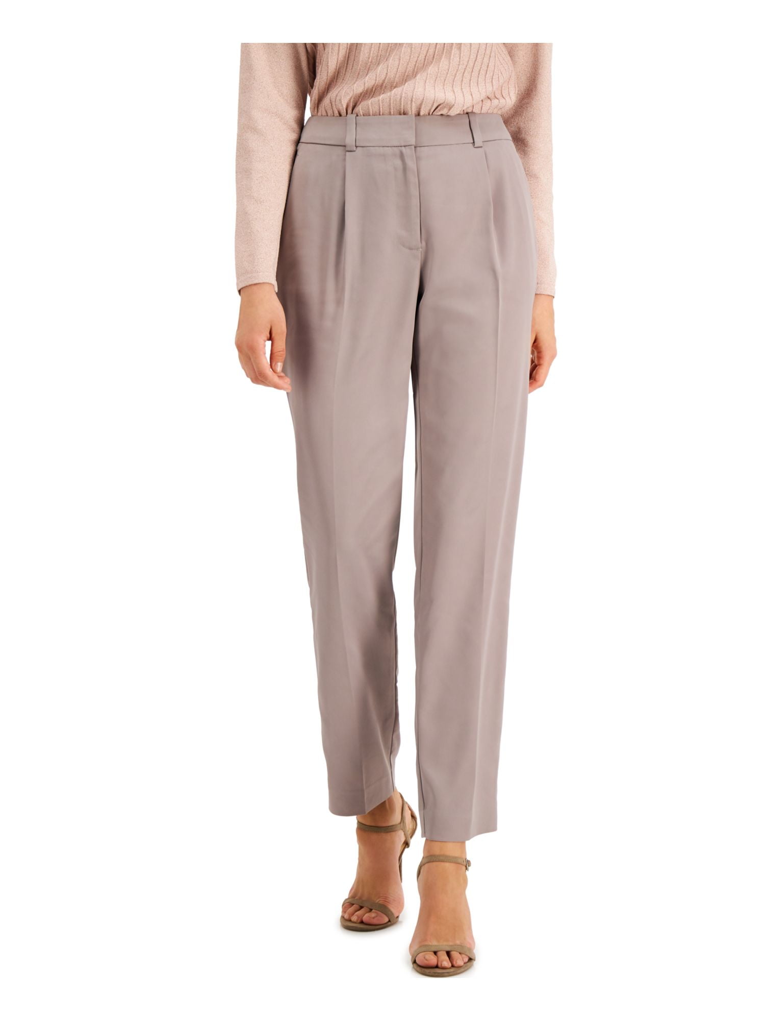ALFANI Womens Beige Pleated Zippered Stay-put Slim Fit Wear To Work ...