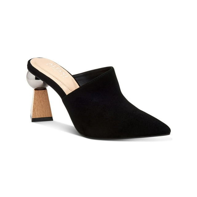 ALFANI Womens Black Cushioned Metallic Junnee Pointed Toe Sculpted Heel ...