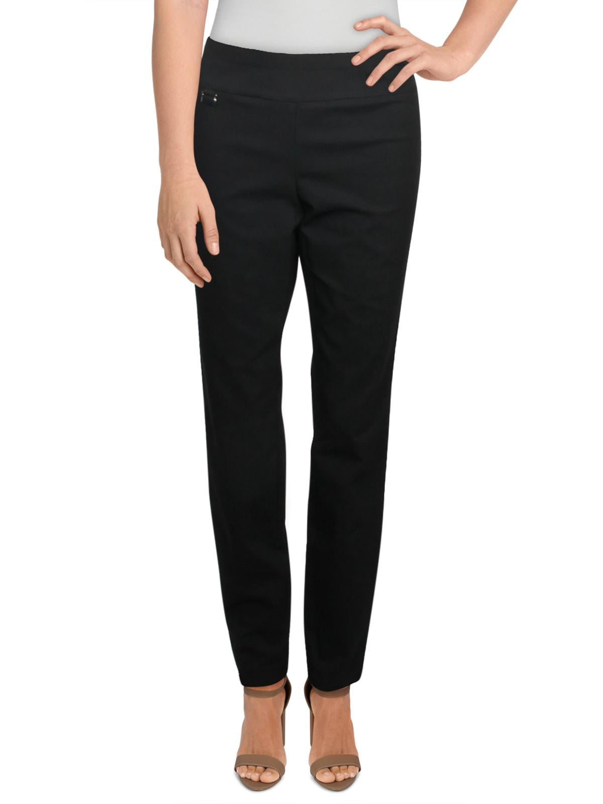 ALFANI Womens Black Tummy-control Pull-on Wear To Work Skinny Pants 6 ...