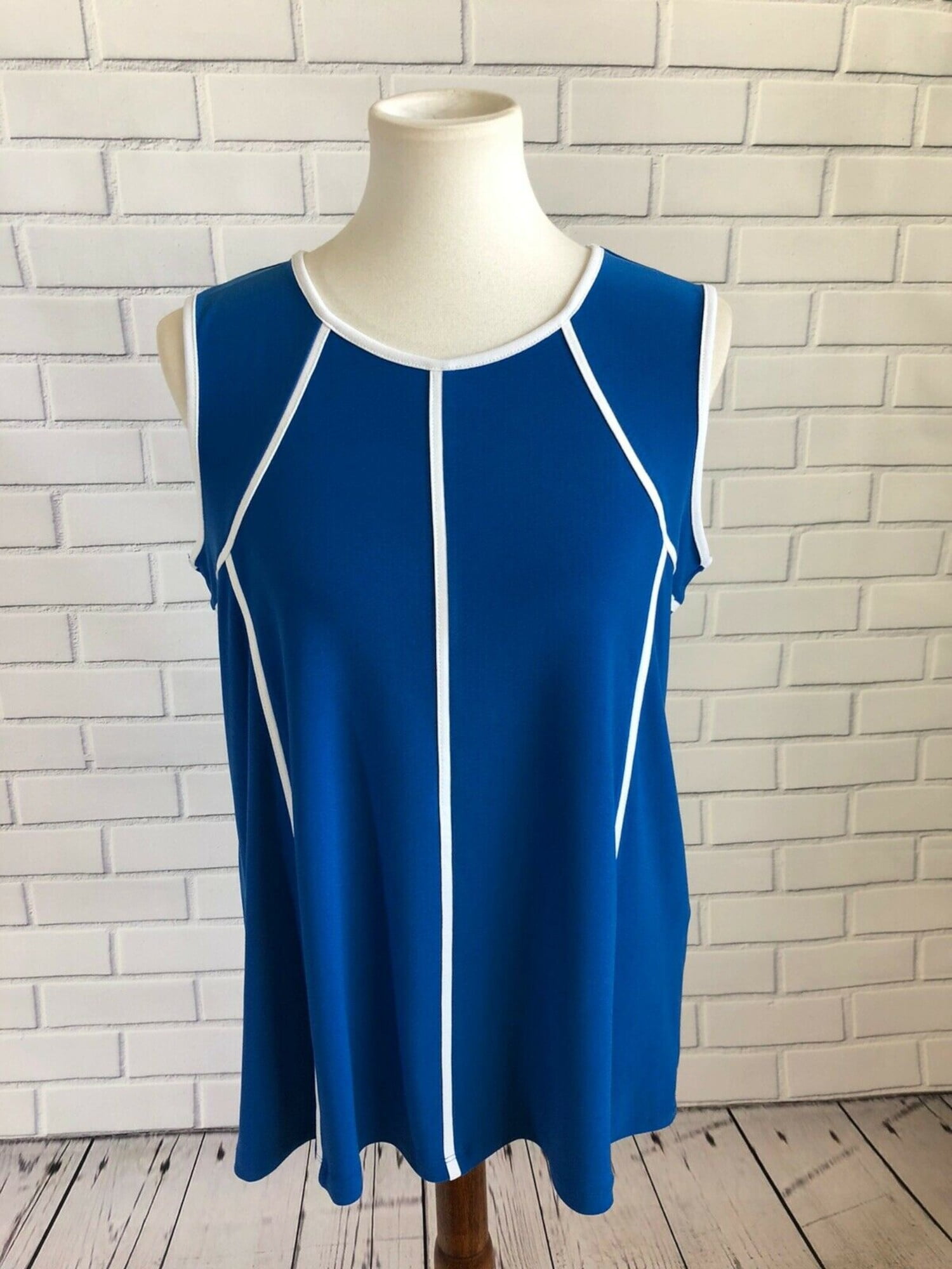 ALFANI Womens Blue Sleeveless Jewel Neck Tank Top M - Walmart.com