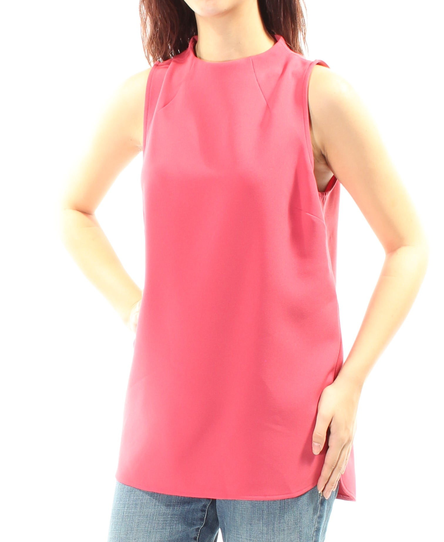 ALFANI Womens Coral Zippered Sleeveless Crew Neck Hi-Lo Hi-Lo Top Size: 10 - Walmart.com