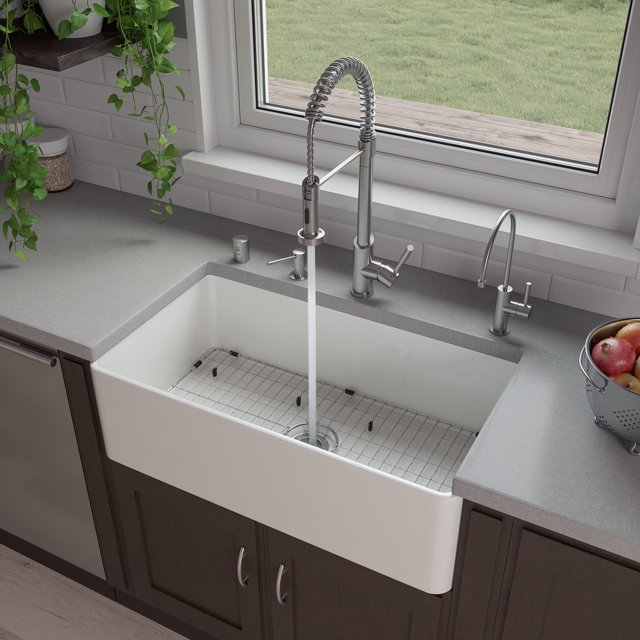 ALFI brand ABF3318S 33" White Thin Wall Single Bowl Smooth Apron ...