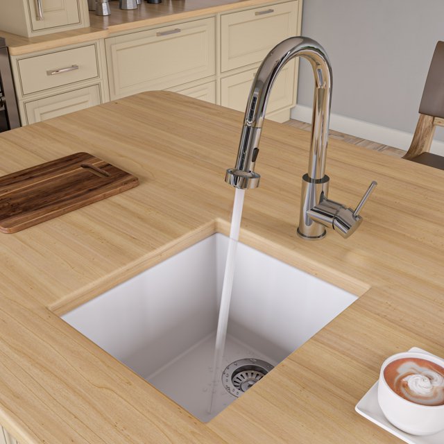 ALFI brand AB1720UM-W White 17" Undermount Rectangular Granite ...