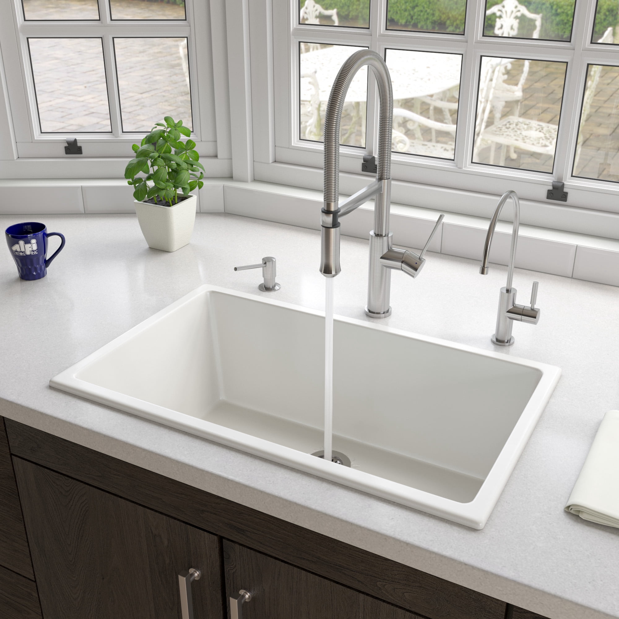 ALFI brand AB3018UD-W 30" White Undermount / Drop In Fireclay Kitchen ...
