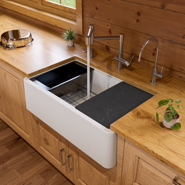 ALFI brand AB33FARM-W White 33" Granite Composite Single Bowl Drop In ...