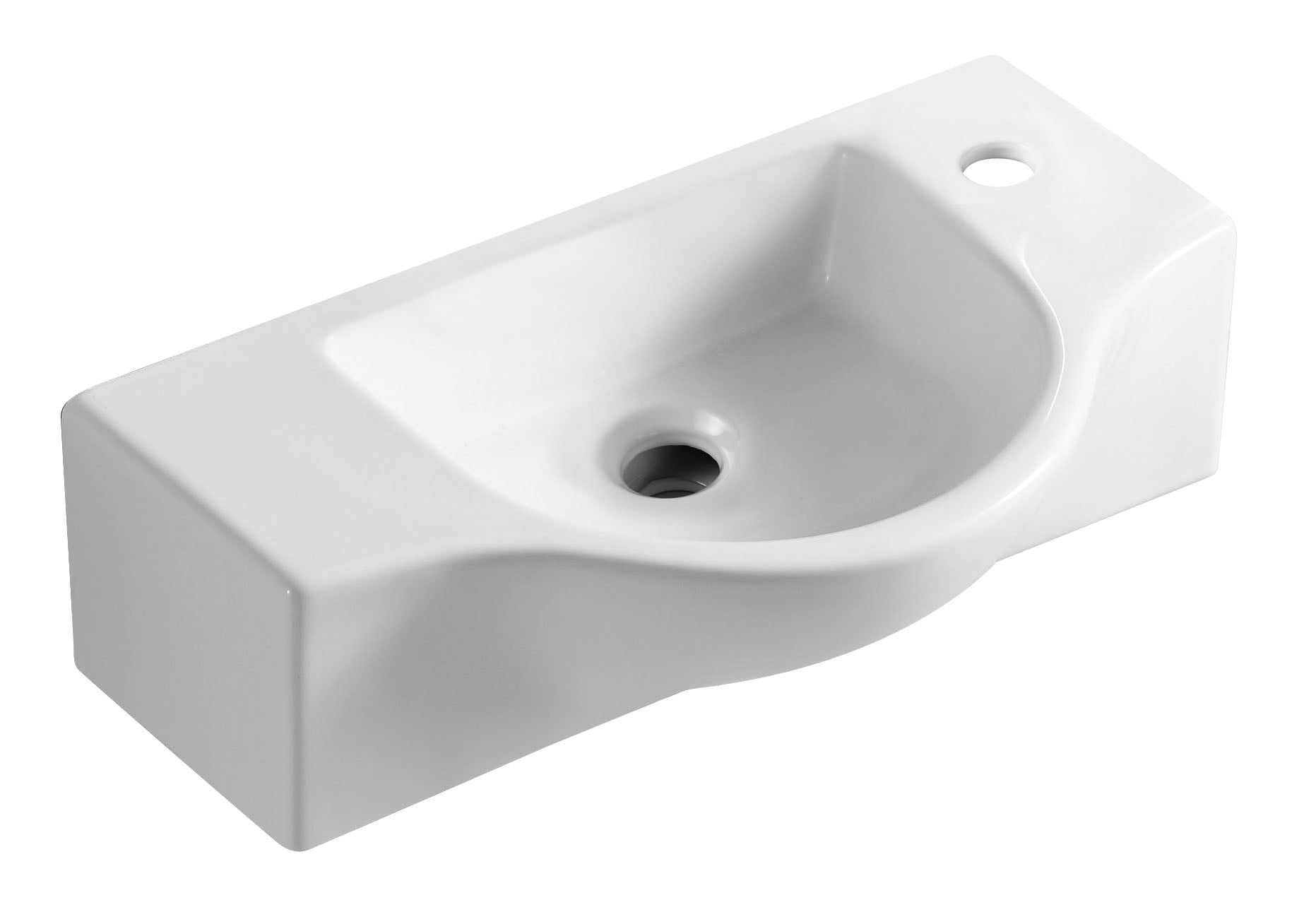 ALFI brand ABC114 White 18" Small Wall Mounted Ceramic Sink with Faucet ...