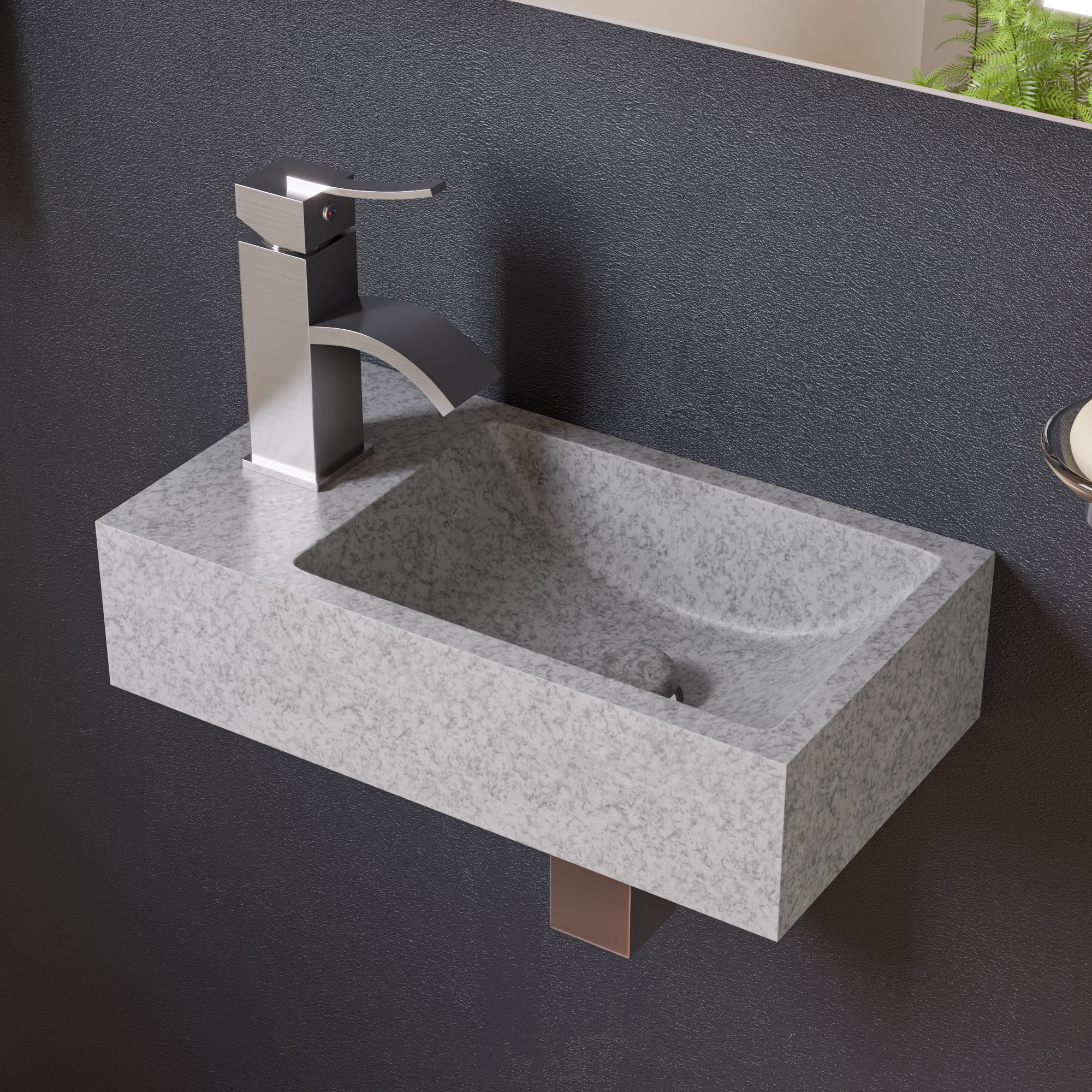 ALFI brand ABCO108 16" Small Rectangular Solid Concrete Gray Matte Wall ...