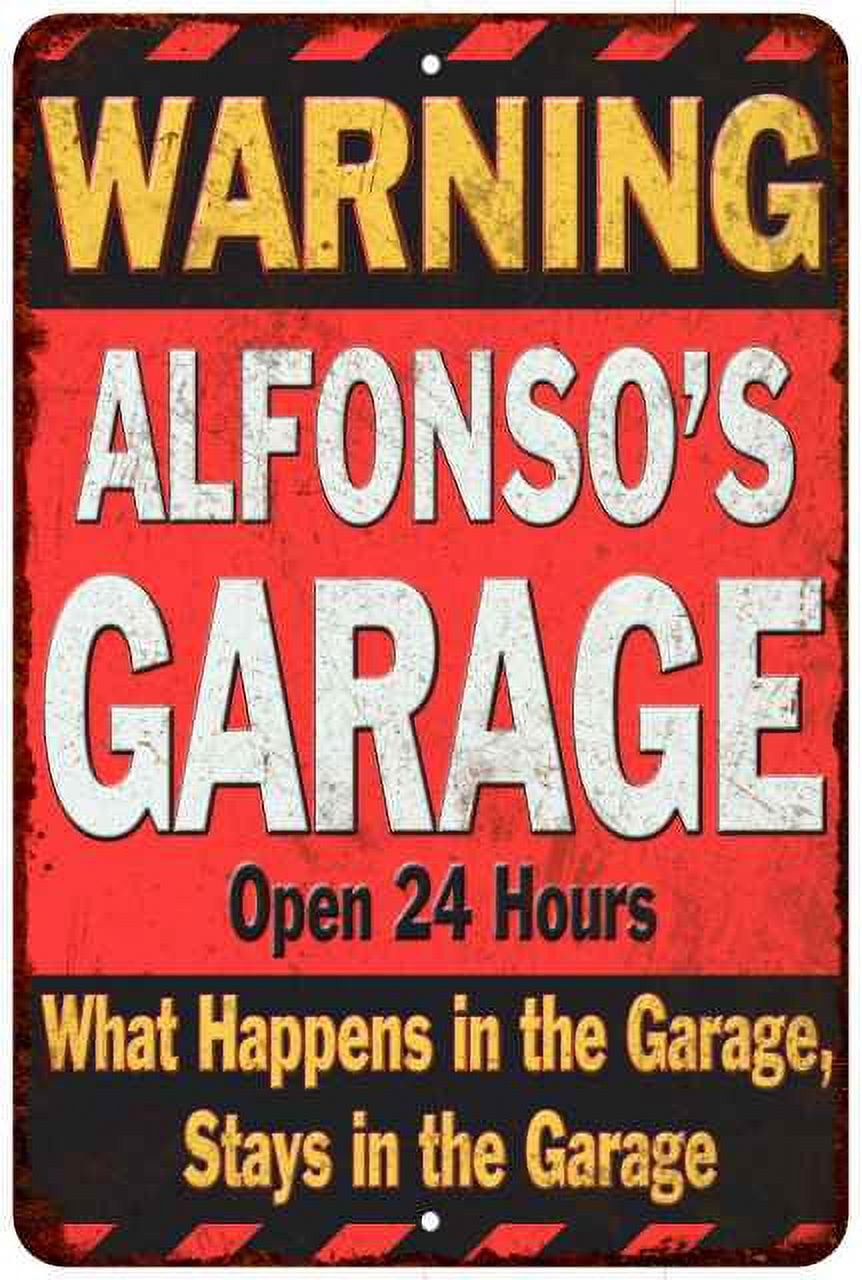 ALFONSO'S Garage Warning Man Cave Wall Decor 12x18 Metal Sign ...