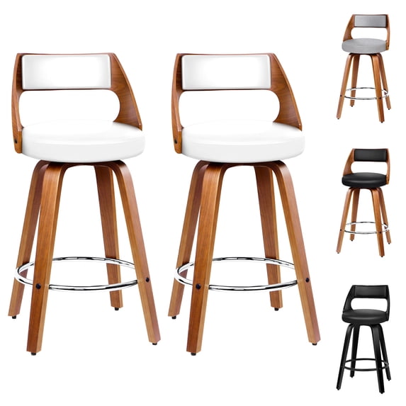 ALFORDSON Counter Height Bar Stools Set of 2, 26" Swivel PU Leather ...