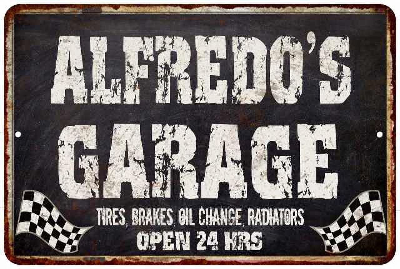 ALFREDO'S Garage Black Grunge Sign 8 x 12 Matte Finish Metal ...