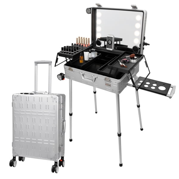 ALFRESCO Portable Vanity Station with Mirror, Lights, Wheels, and ...