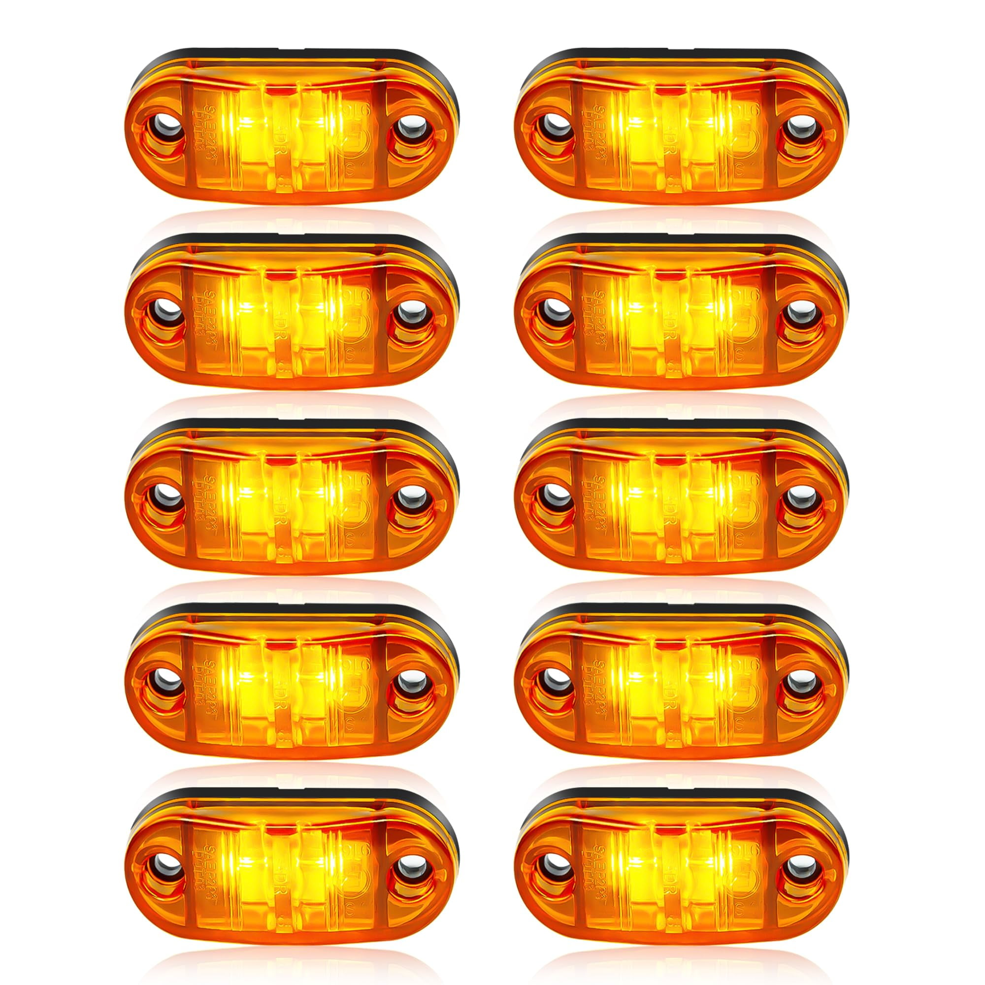 ALFU 10 Pack Amber DC12-24V IP68 Waterproof LED Trailer Lights Kit ...