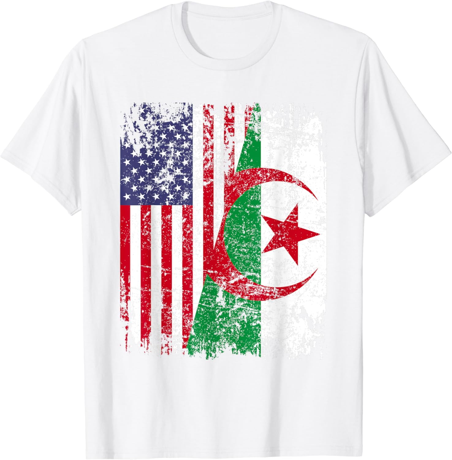 ALGERIAN ROOTS | Half American Flag | ALGERIA FLAG T-Shirt - Walmart.com