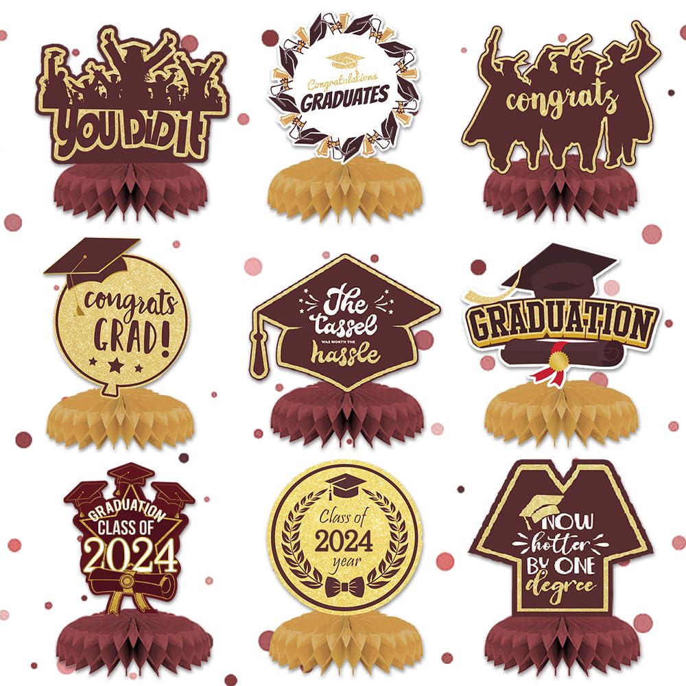 ALIBBON 9Pcs Graduation Honeycomb Centerpieces, Class of 2024 ...
