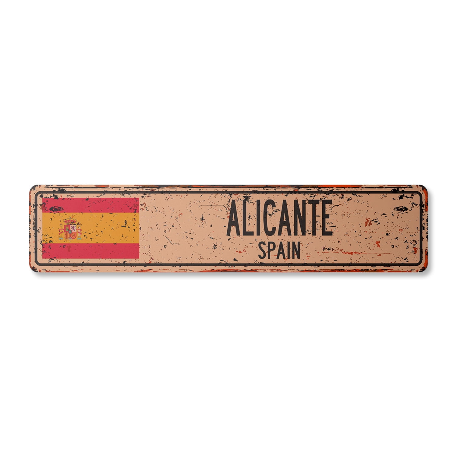 ALICANTE SPAIN Vintage Aluminum Street Sign Spaniard flag city country ...