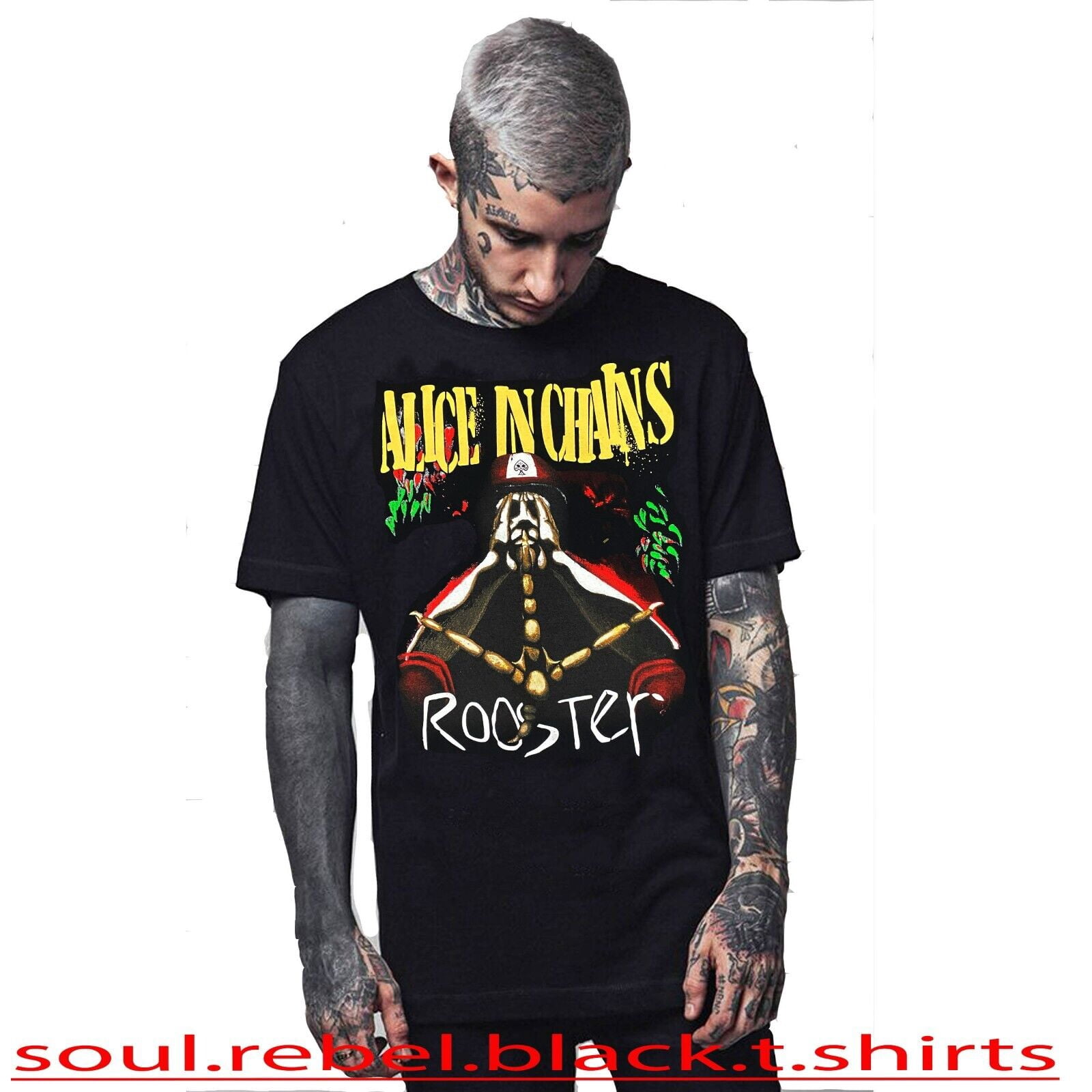 ALICE IN CHAINS ROOSTER HARD ROCK GRUNGE PUNK ROCK T SHIRTS MEN'S SIZES ...