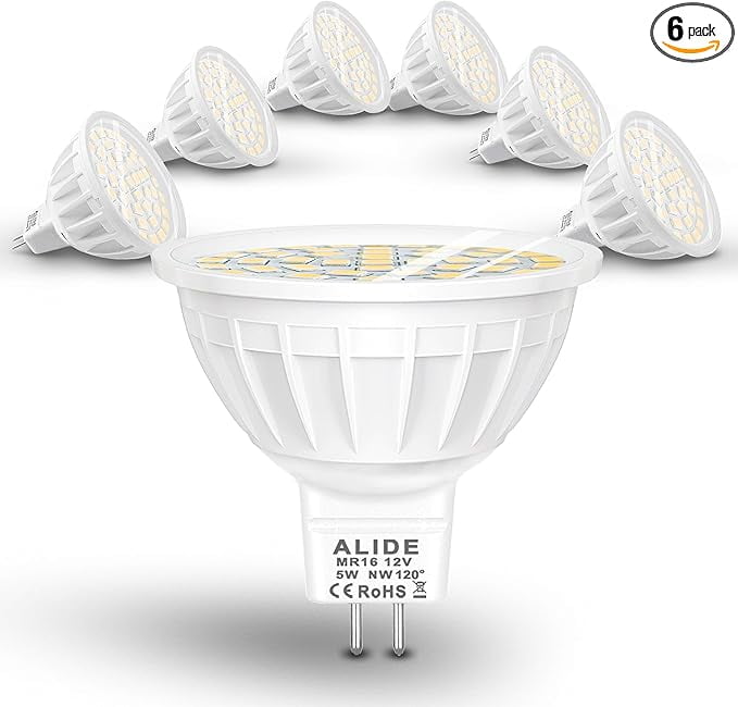 ALIDE MR16 50W Led Bulbs Replacement,5W MR16 GU5.3 Bi-Pin 4000K Natural ...
