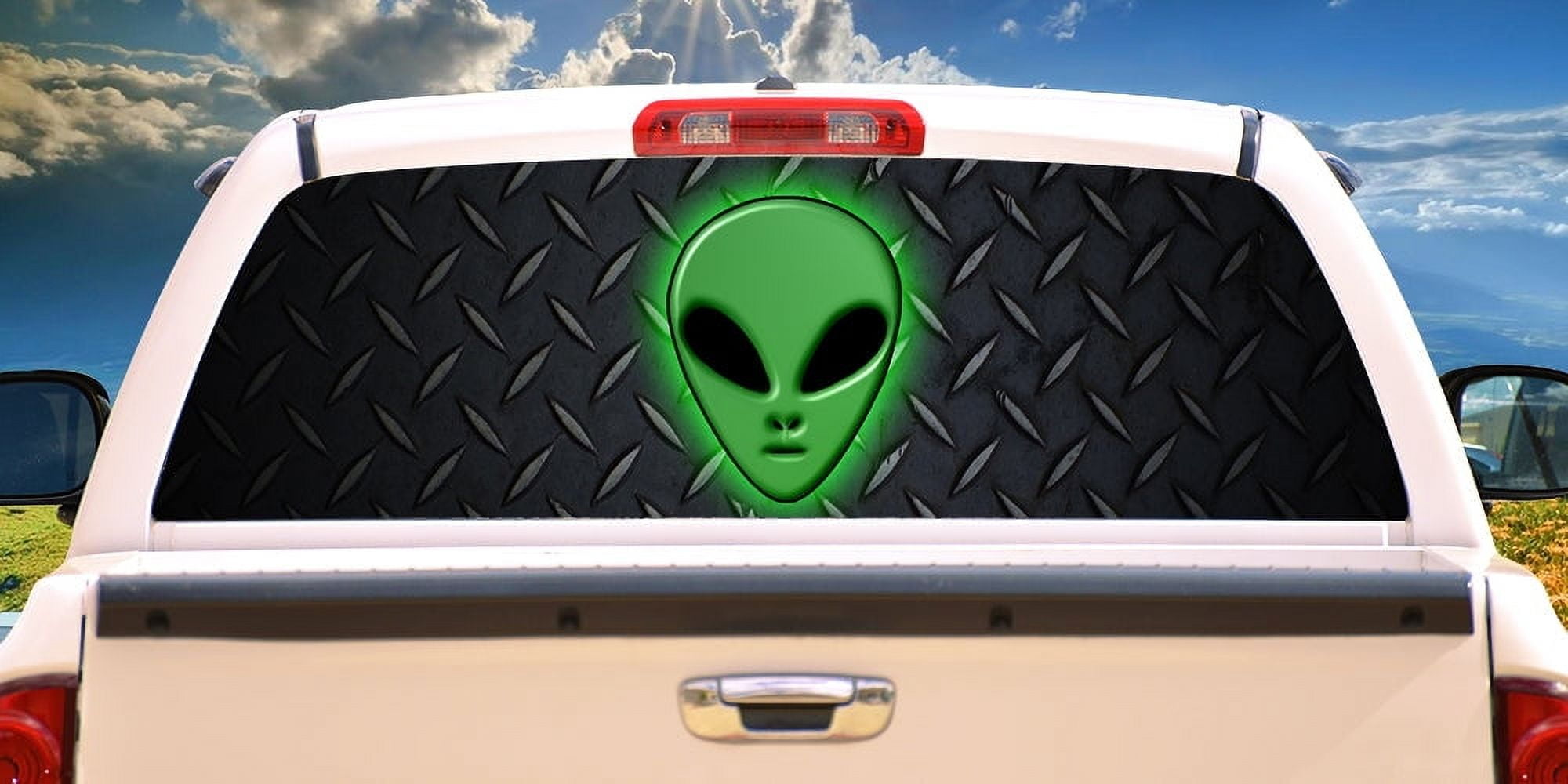 ALIEN Rear Window Graphic back truck decal suv view thru vinyl area 51 ...