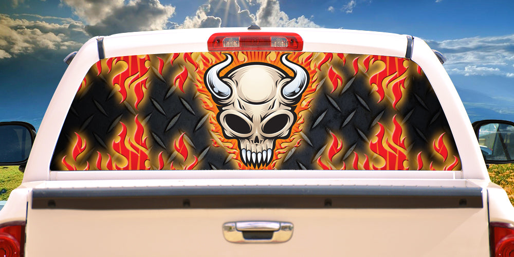 ALIEN SKULL Rear Window Graphic back truck decal suv view thru vinyl ...